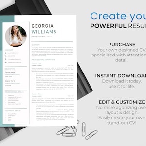 CLEAN Microsoft Word Resume TEMPLATE With Photo and Cover Letter ...