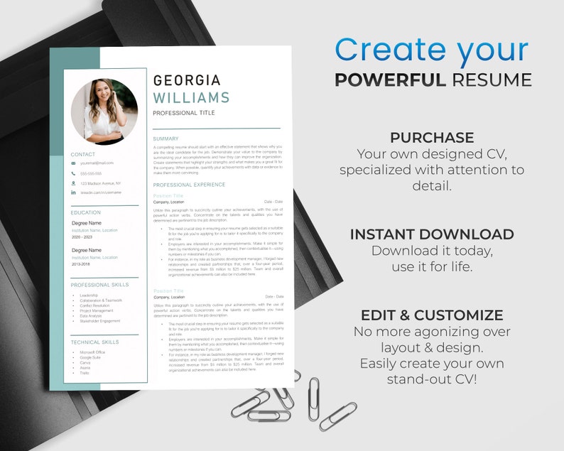 CLEAN Microsoft Word Resume TEMPLATE With Photo and Cover Letter ...
