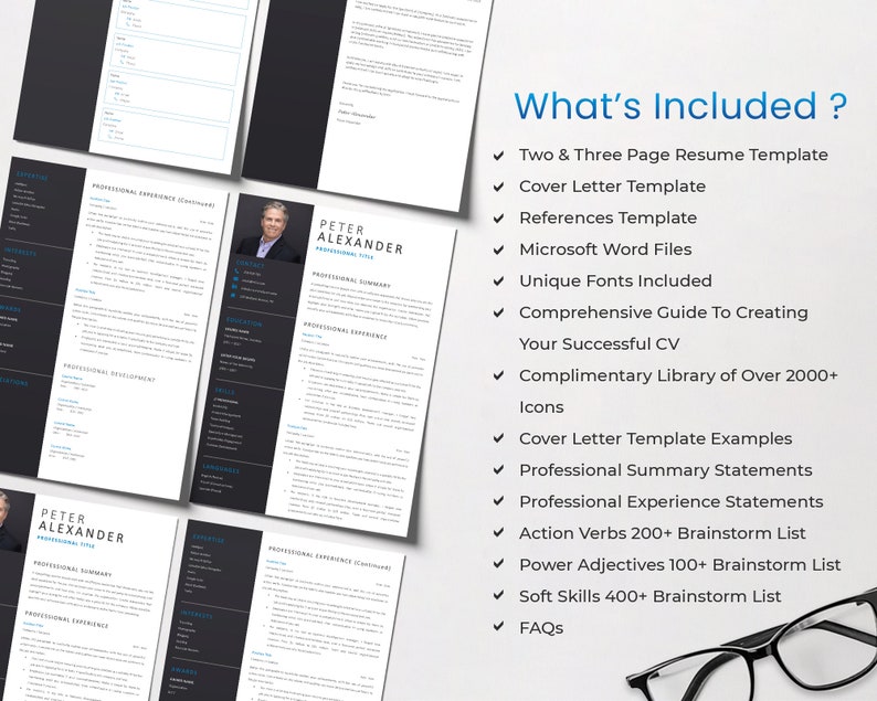Professional EXECUTIVE RESUME Word TEMPLATE Editable Modern Cv Template ...