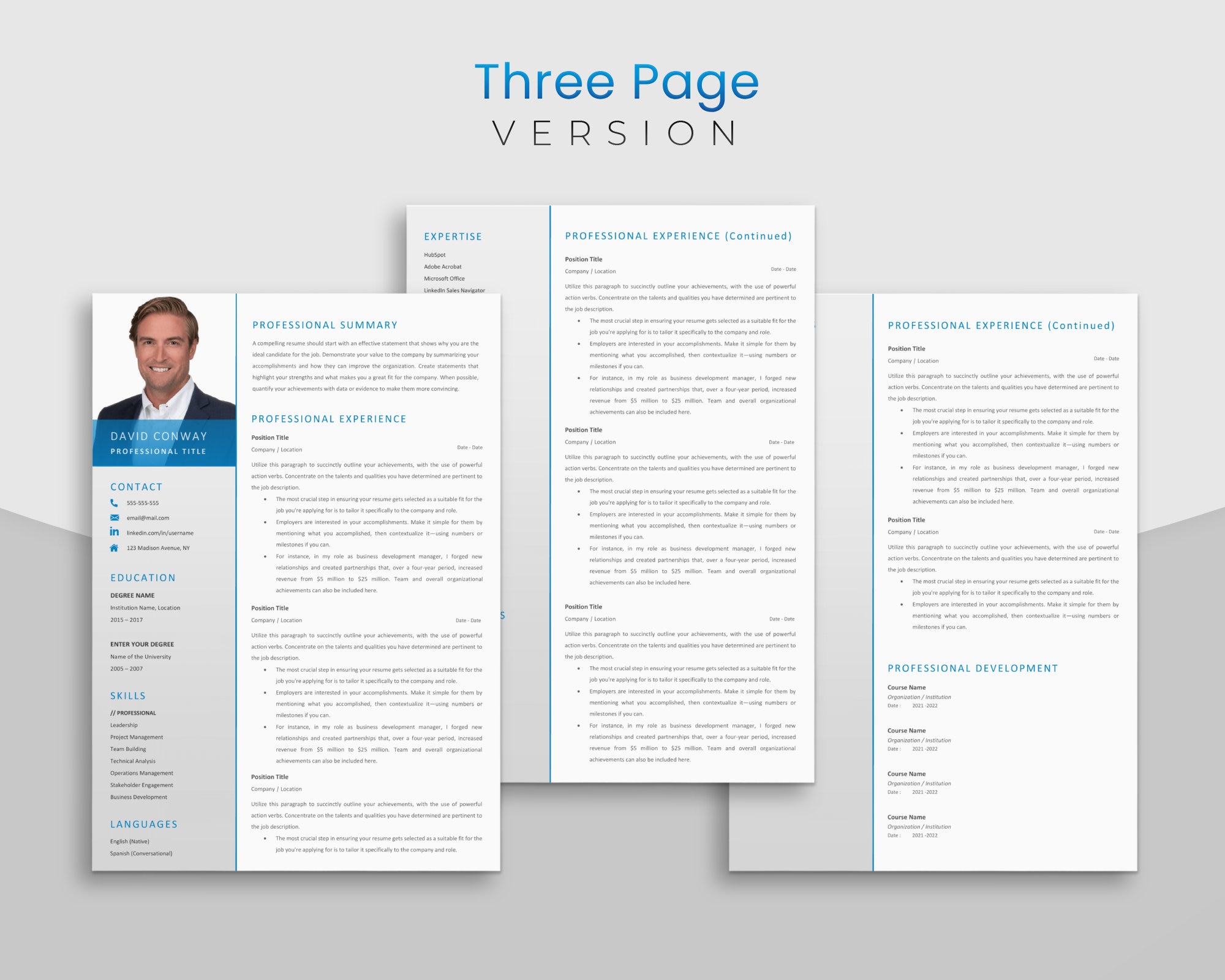 DIGITAL Download Professional CV TEMPLATE With Photo Editable Executive ...
