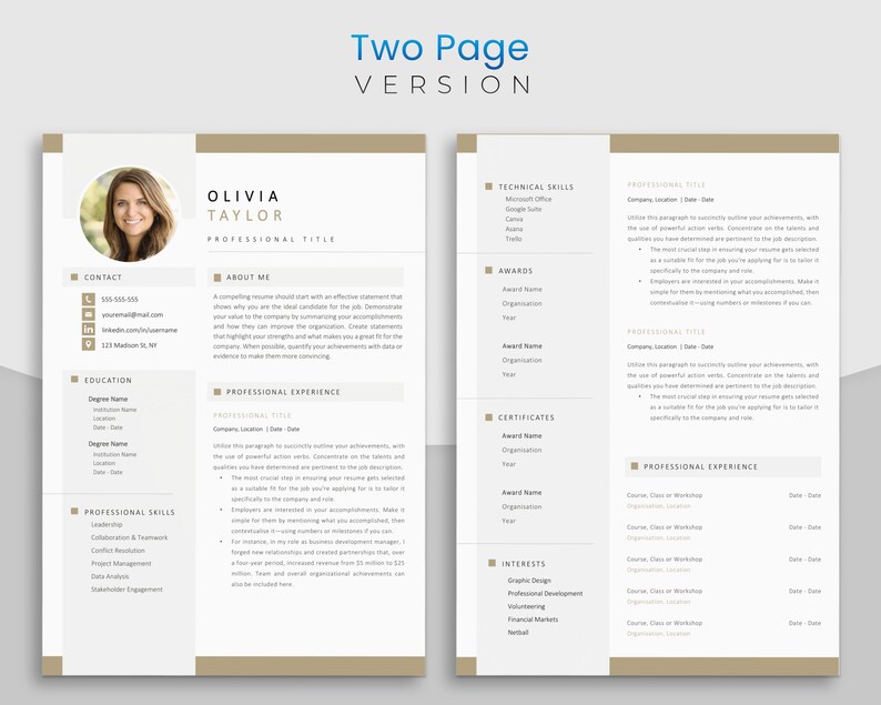 Modern Professional CV EXECUTIVE Resume Template - Clean Microsoft Word ...