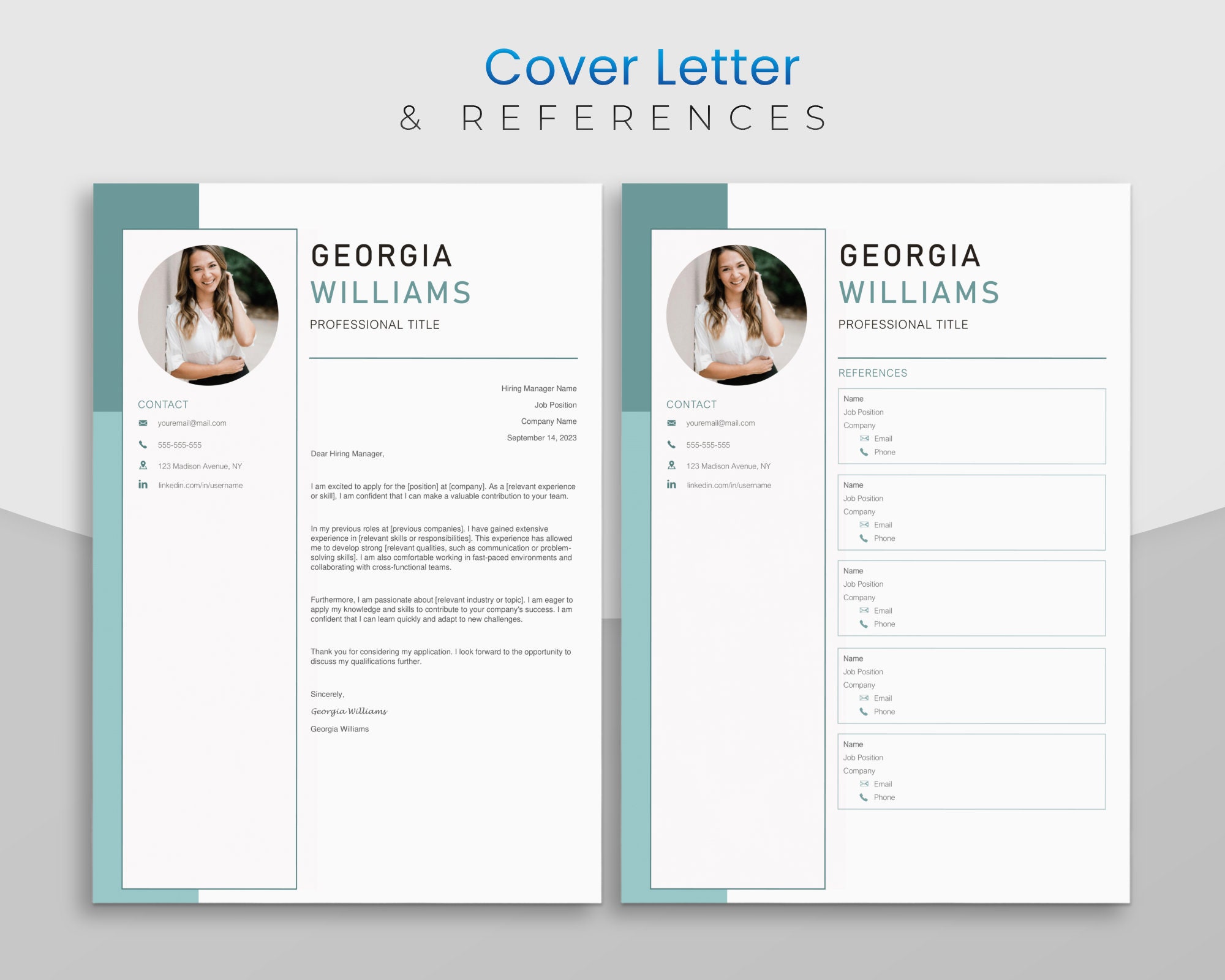 CLEAN Microsoft Word Resume TEMPLATE With Photo and Cover Letter ...
