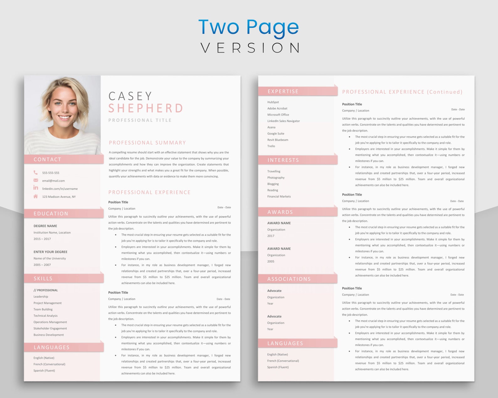 Professional MODERN Clean CV TEMPLATE for Microsoft Word Modern Resume ...