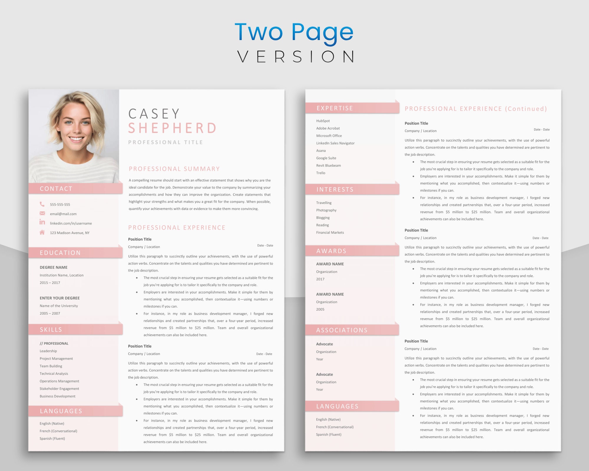 Professional MODERN Clean CV TEMPLATE for Microsoft Word Modern Resume ...