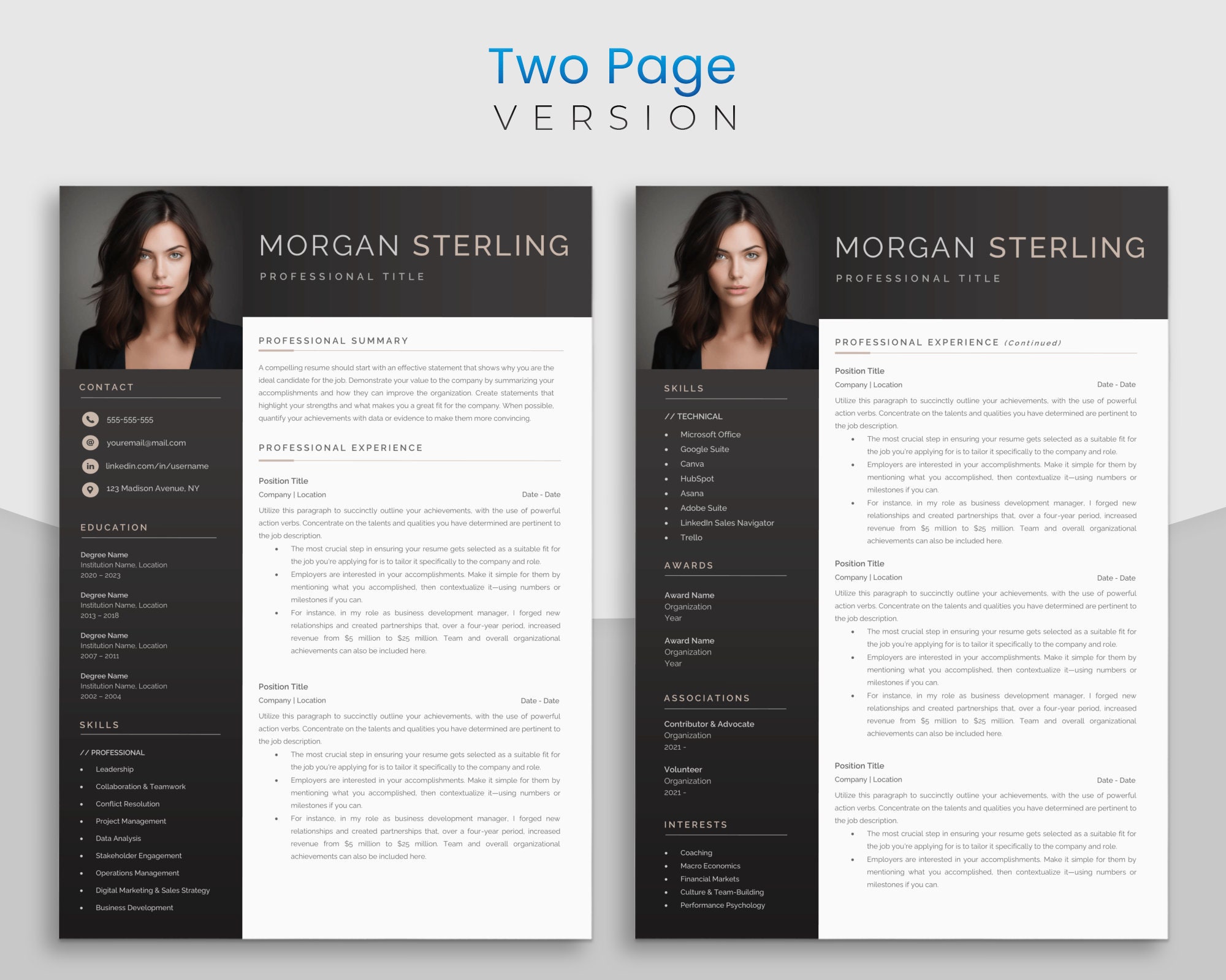 Modern Professional Executive CV TEMPLATE for Microsoft Word Modern ...