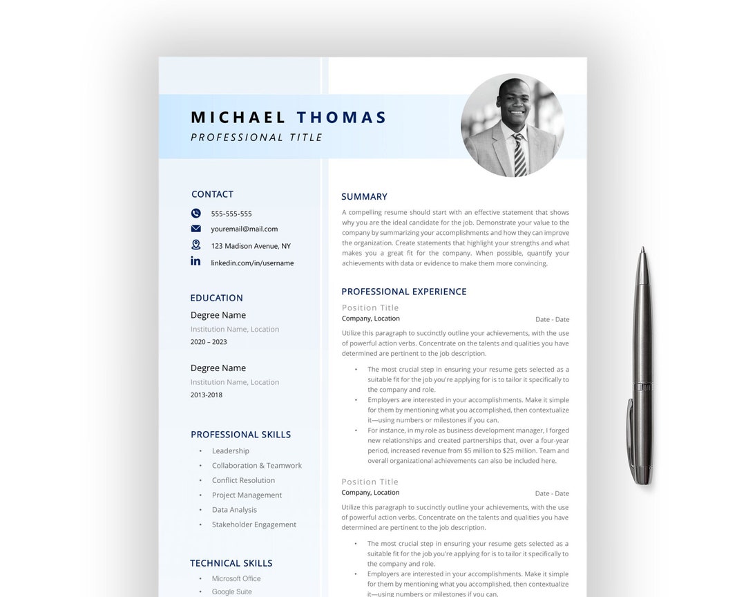 Professional Modern CV Executive RESUME TEMPLATE With Cover Letter and ...