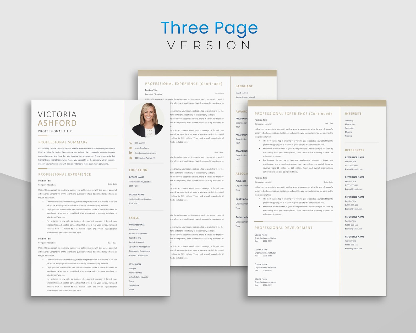 PROFESSIONAL CV Modern Executive Resume Template Clean Microsoft Word ...