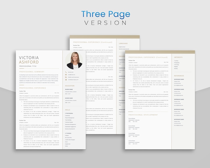 PROFESSIONAL CV Modern Executive Resume Template Clean Microsoft Word ...