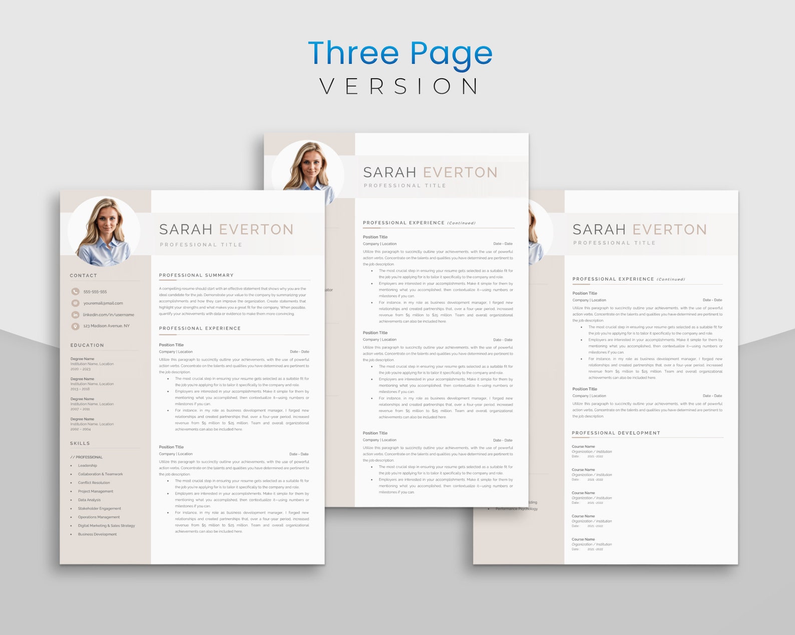 Professional Modern CV TEMPLATE for Microsoft Word Professional Resume ...