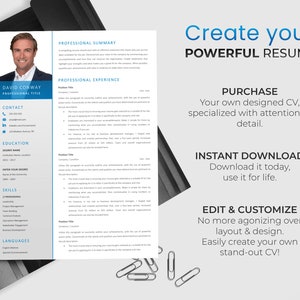 DIGITAL Download Professional CV TEMPLATE With Photo Editable Executive ...