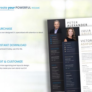 Executive RESUME Word TEMPLATE BUNDLE With Photo – Editable ...