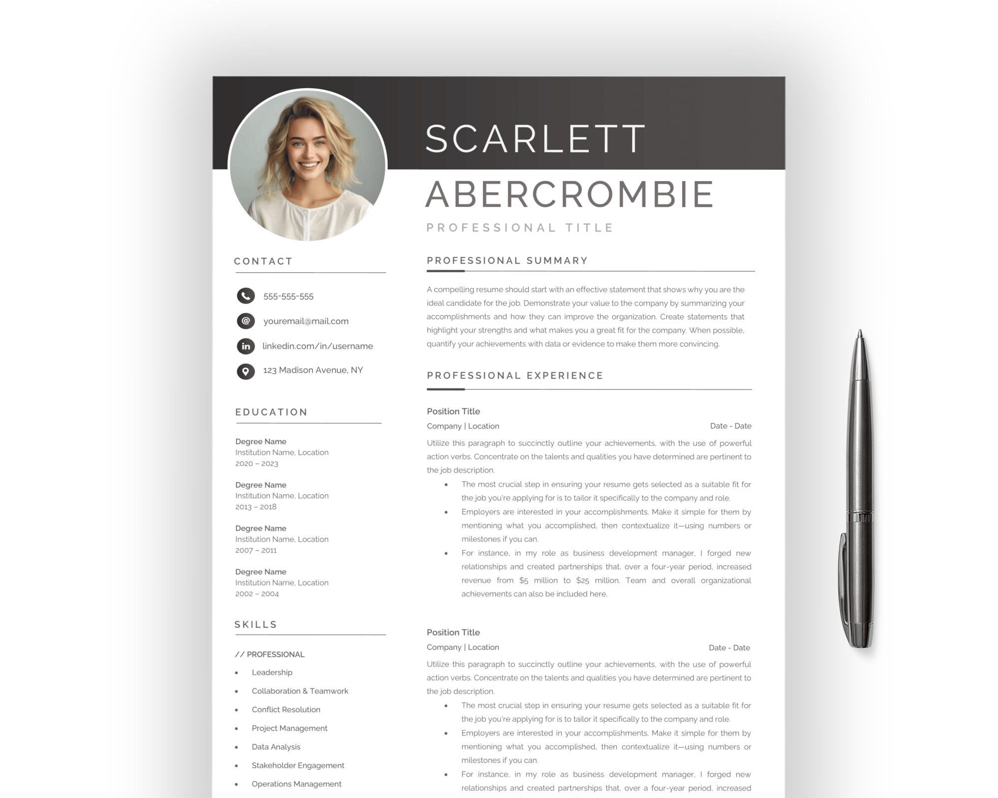 DIGITAL Modern PROFESSIONAL CV Template for Microsoft Word Modern ...