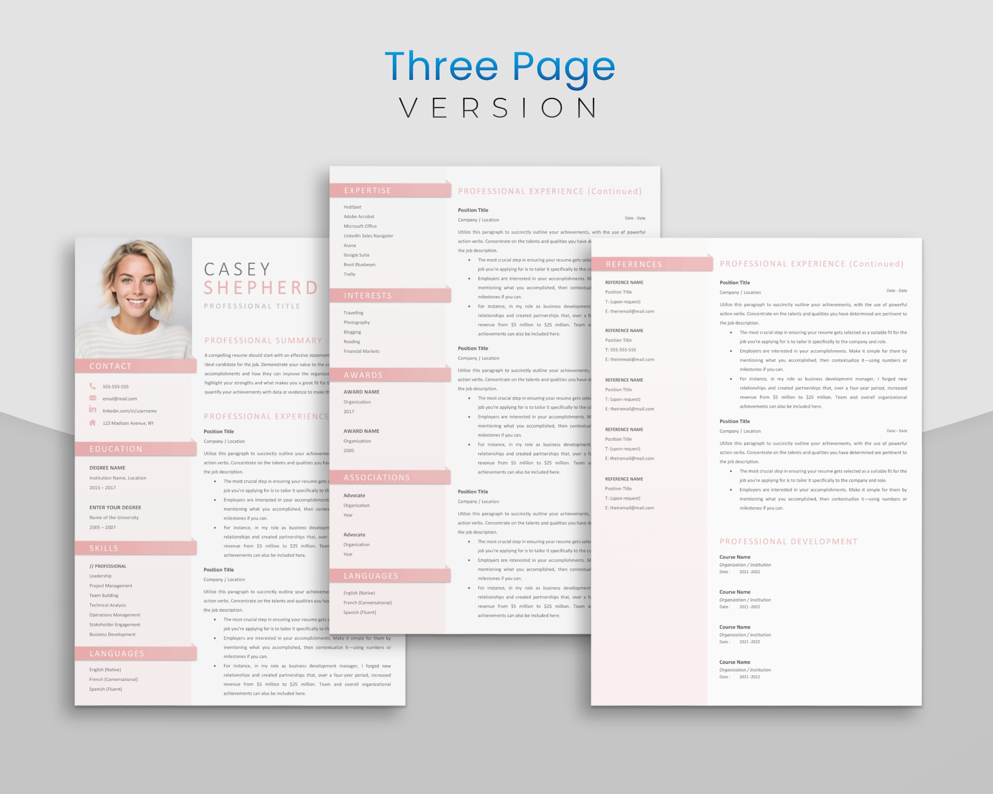 Professional MODERN Clean CV TEMPLATE for Microsoft Word Modern Resume ...