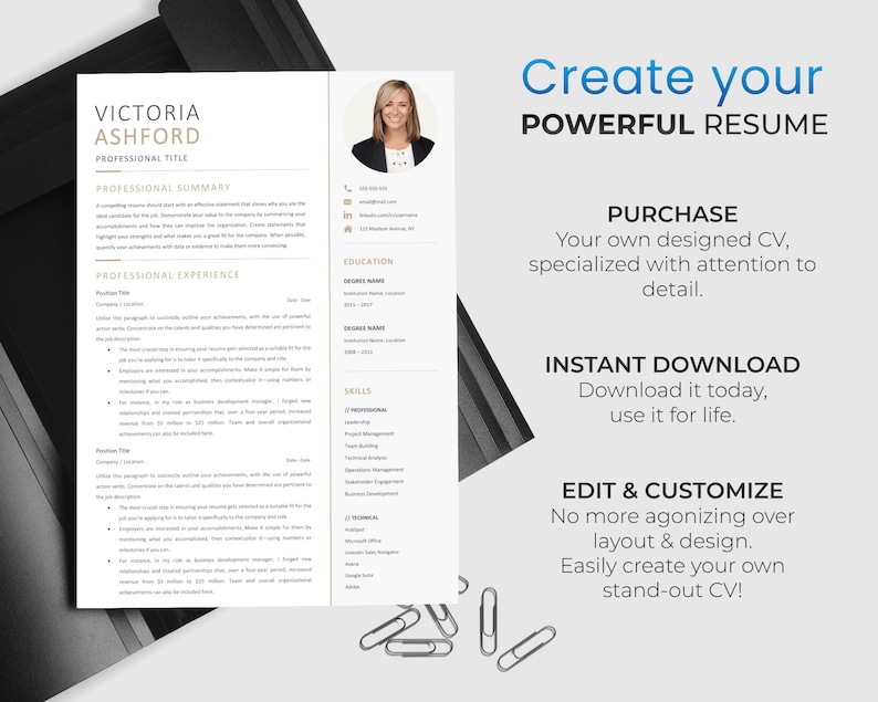 PROFESSIONAL CV Modern Executive Resume Template Clean Microsoft Word ...