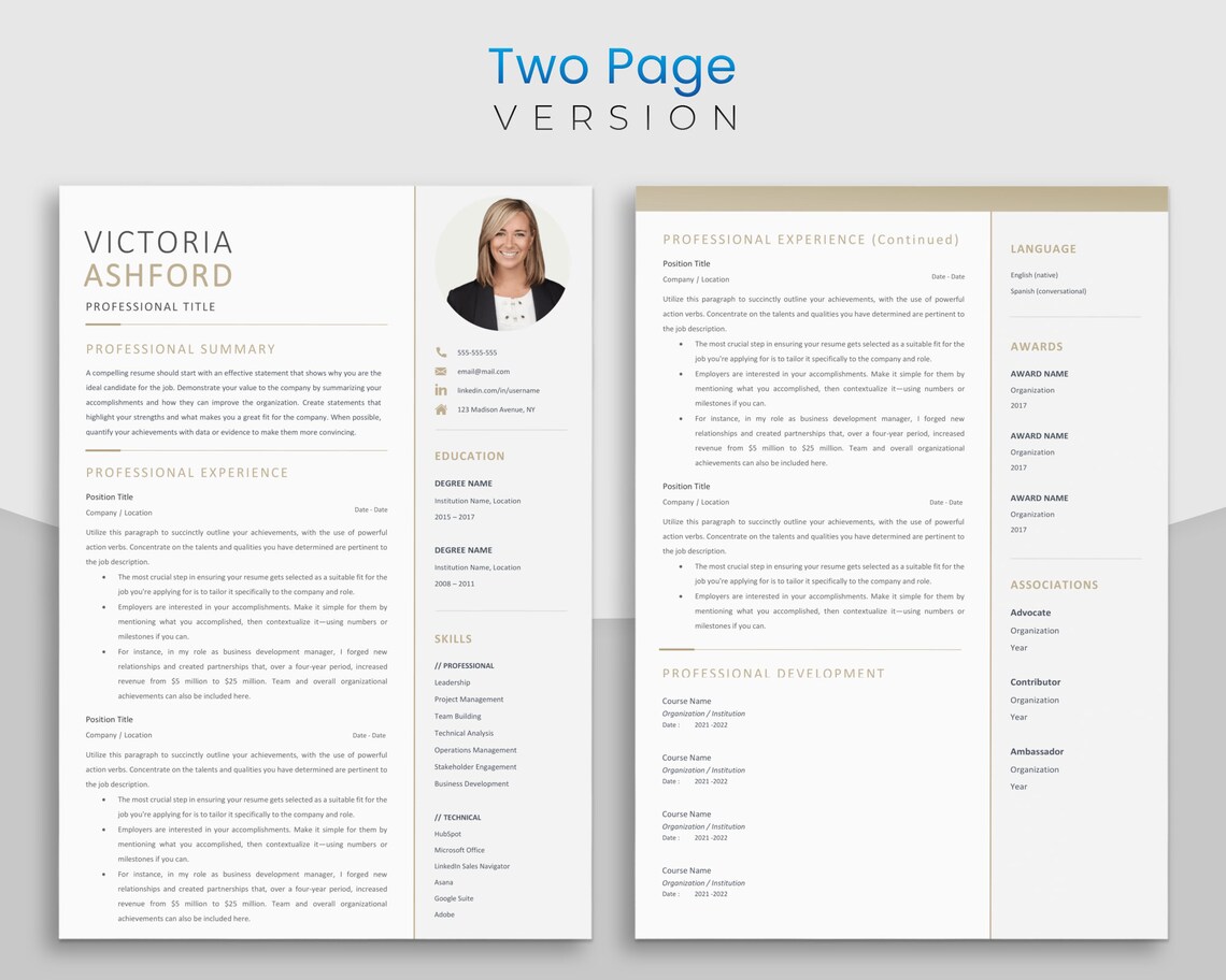 PROFESSIONAL CV Modern Executive Resume Template Clean Microsoft Word ...