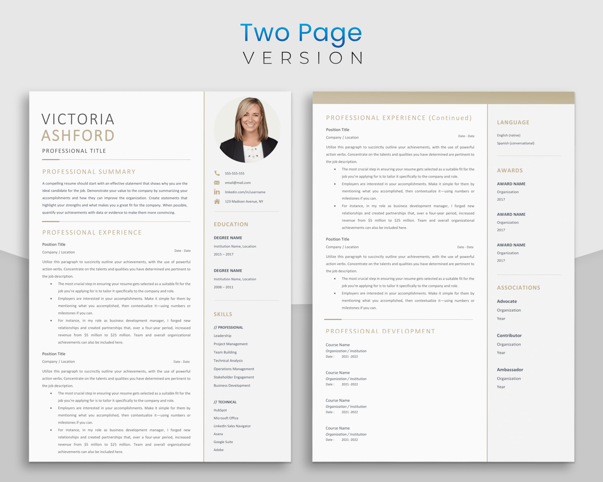 PROFESSIONAL CV Modern Executive Resume Template Clean Microsoft Word ...