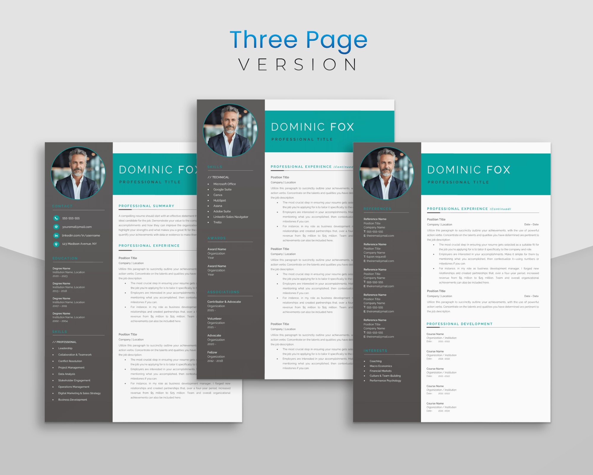MODERN Executive CV Template for Microsoft Word Professional Resume ...