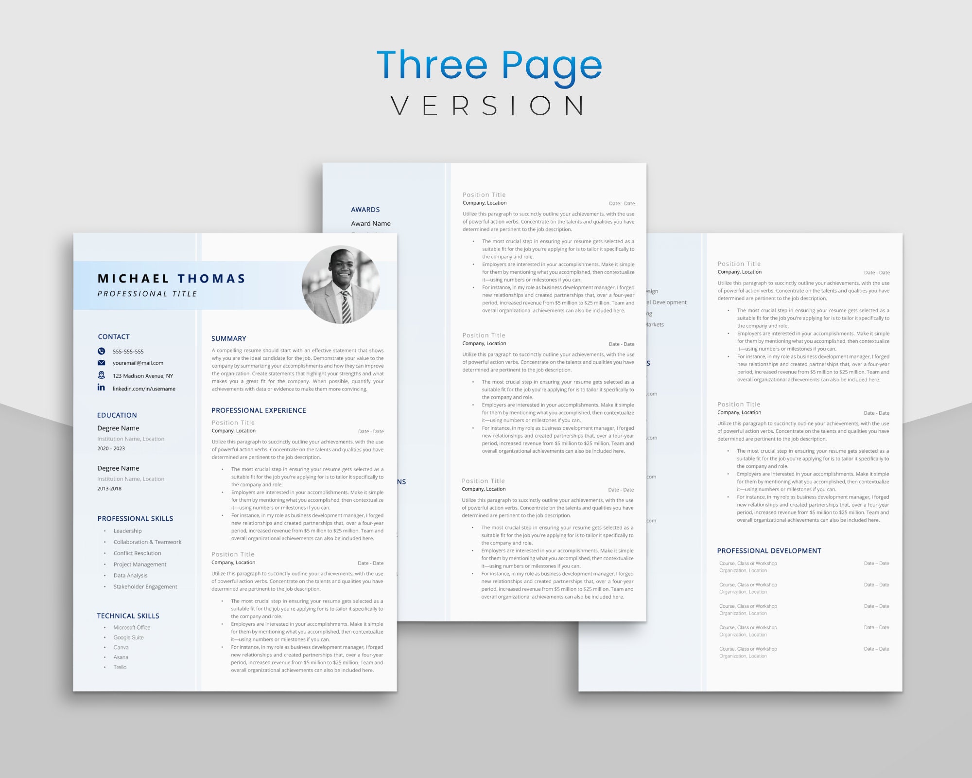 Professional Modern CV Executive RESUME TEMPLATE With Cover Letter and ...