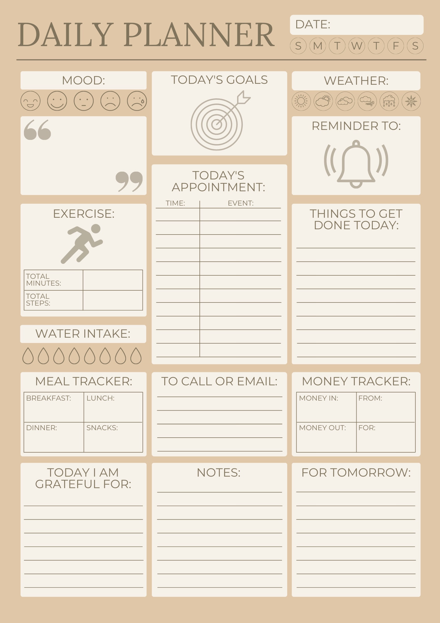 Daily Planner, Printable Planner, Personal Planner - Etsy