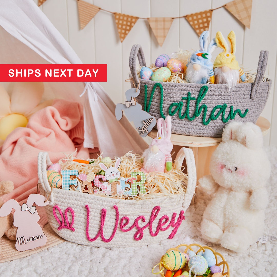 Baby Shower Gift, Cute Baby Basket, Rope Cotton Baby Basket, Customized ...