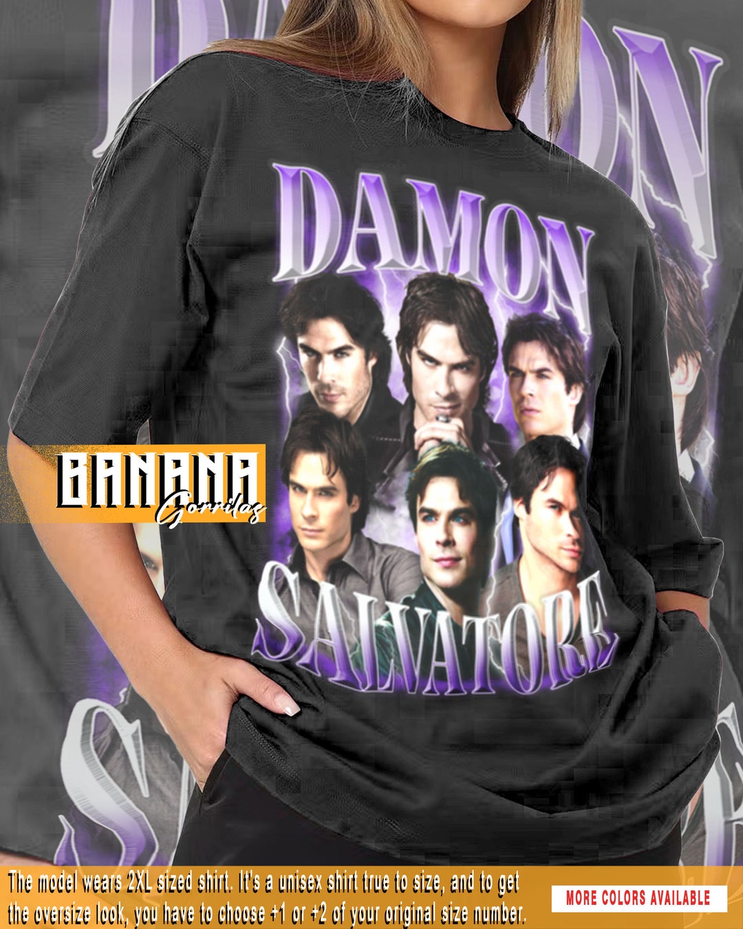 Limited Damon Salvatore Shirt Gift Graphic Tee Horror Team - Etsy