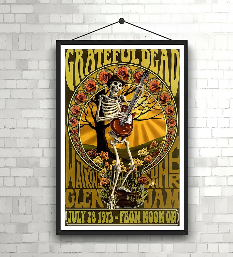 Grateful Dead Watkins Glen 1973 Concert Poster Rock Music Art High Quality Print Photo Wall Art ...