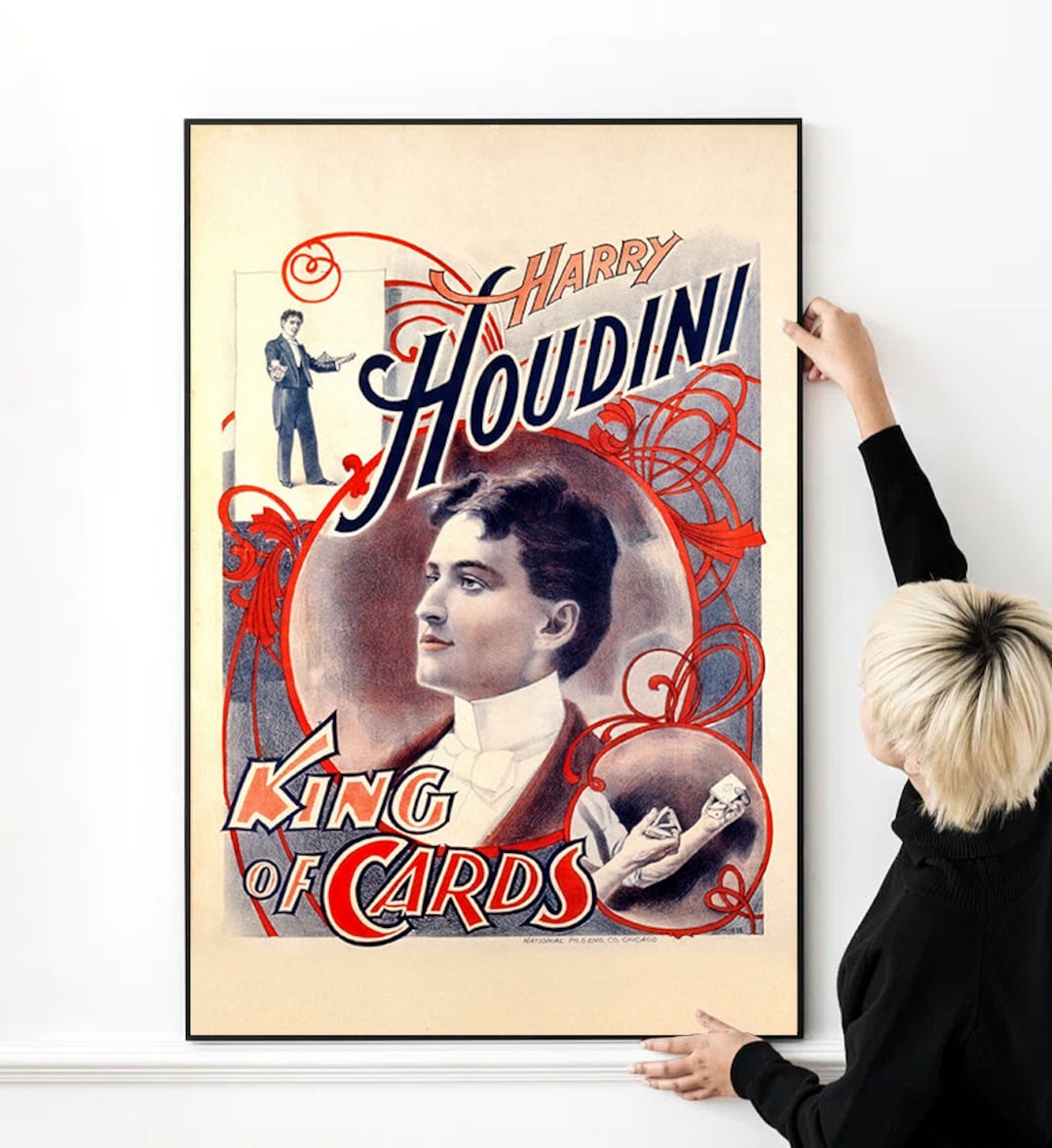 1838 Houdini King of Card Magician Poster High Quality Print Photo Wall ...