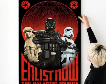 Star Wars Movie Poster Galactic Empire Propaganda Flag Banner Print ...