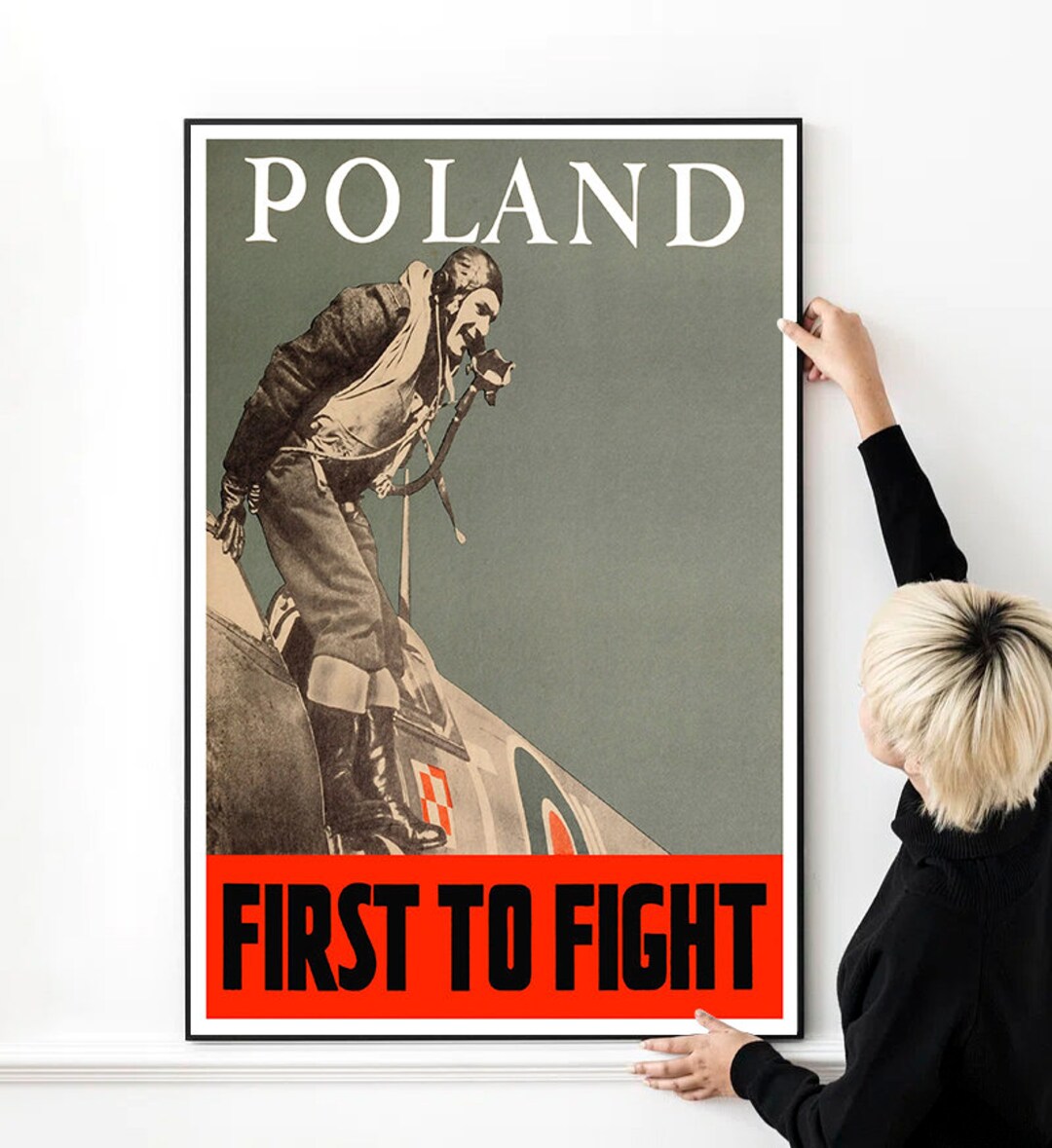 WW2 RAF Polish Sqn Propaganda Poster High Quality Print Wall Art Canvas ...