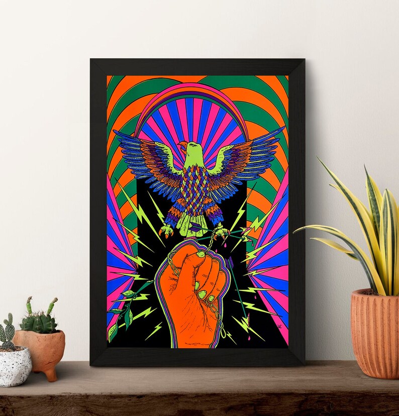 1970 NOS Vintage Psychedelic Black Light Poster High Quality Print ...