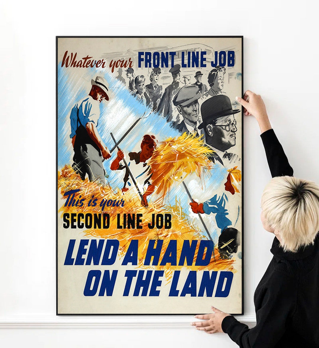 WWII British Food Production - Lend A Hand on the Land Poster High ...