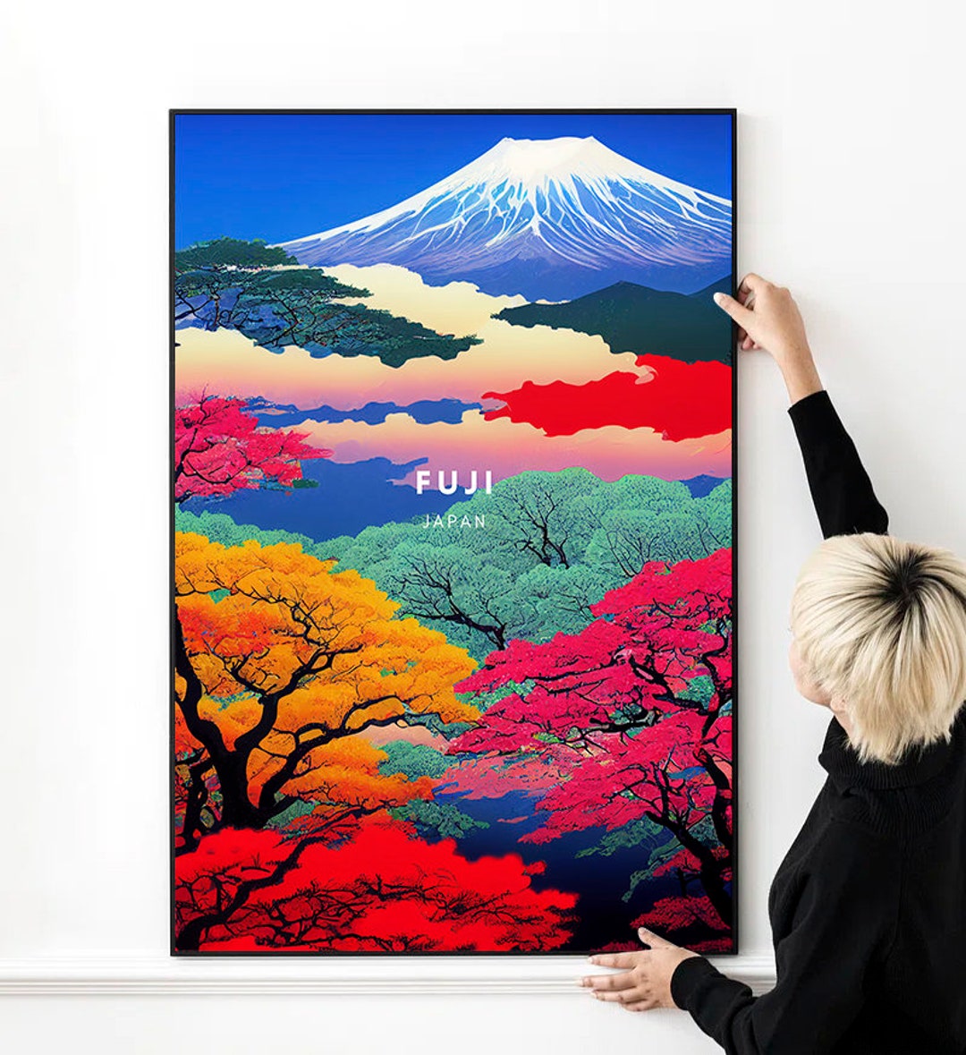 Mount Fuji Souvenir 2023 Japanese Vintage Poster High Quality Print ...
