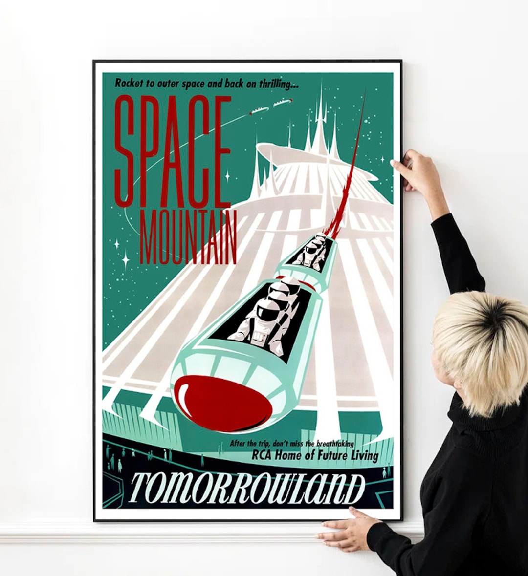 Disney Attraction Poster Space Mountain Disneyland Vintage Poster High ...