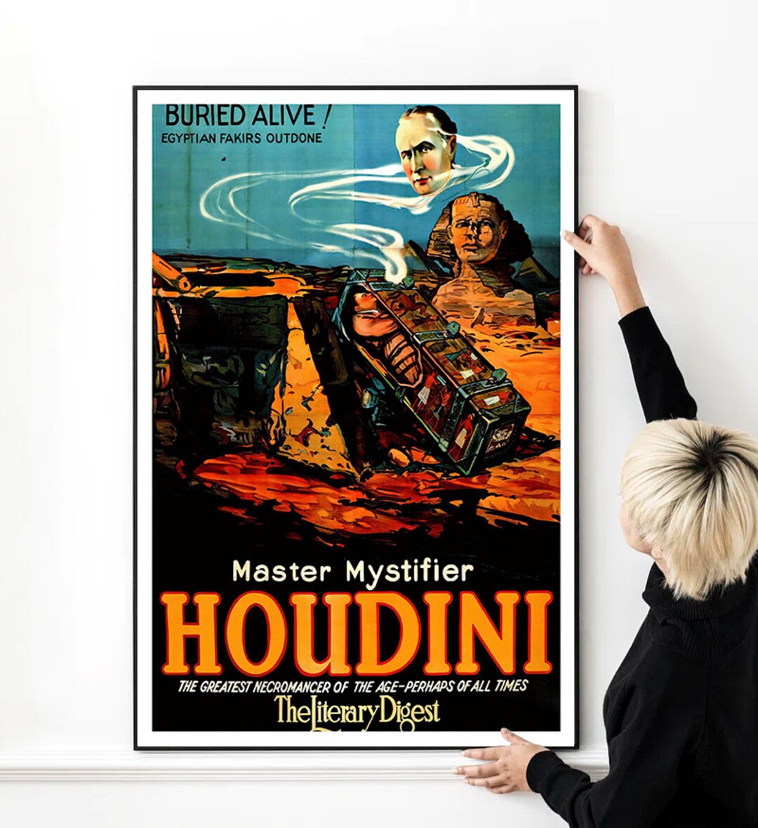 Harry Houdini Vintage Magician Poster High Quality Print Photo Wall Art ...
