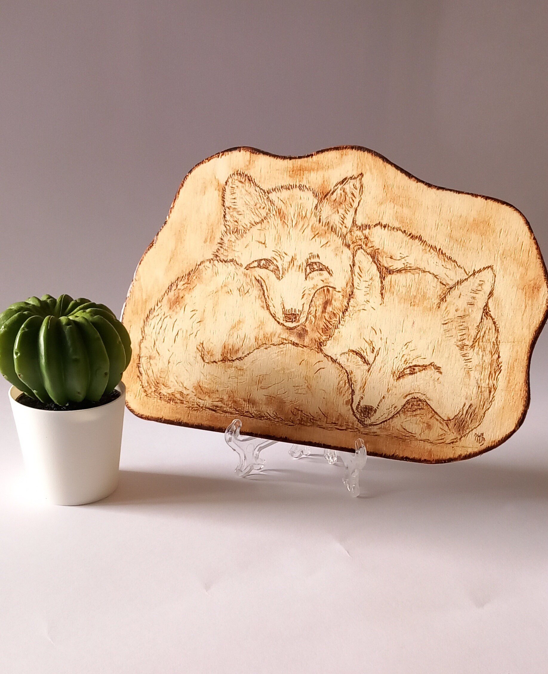 Pyrography Fox Art Plaque. Natural Drawing, Wall Decoration, Celtic ...