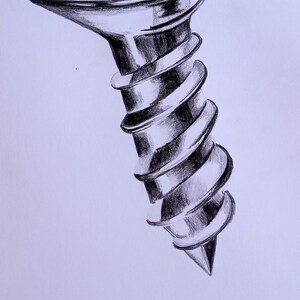 Screw Pencil Drawing Print. Amazing Modern Artwork. Pencil Painting ...