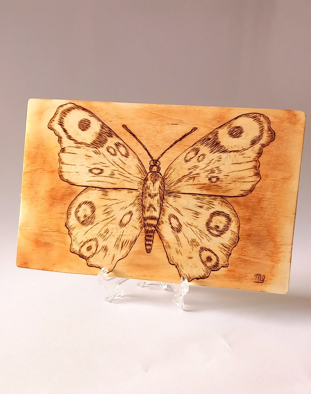 Pyrography Art Plaque, Butterfly Drawing With Fire Burning. Amazing ...