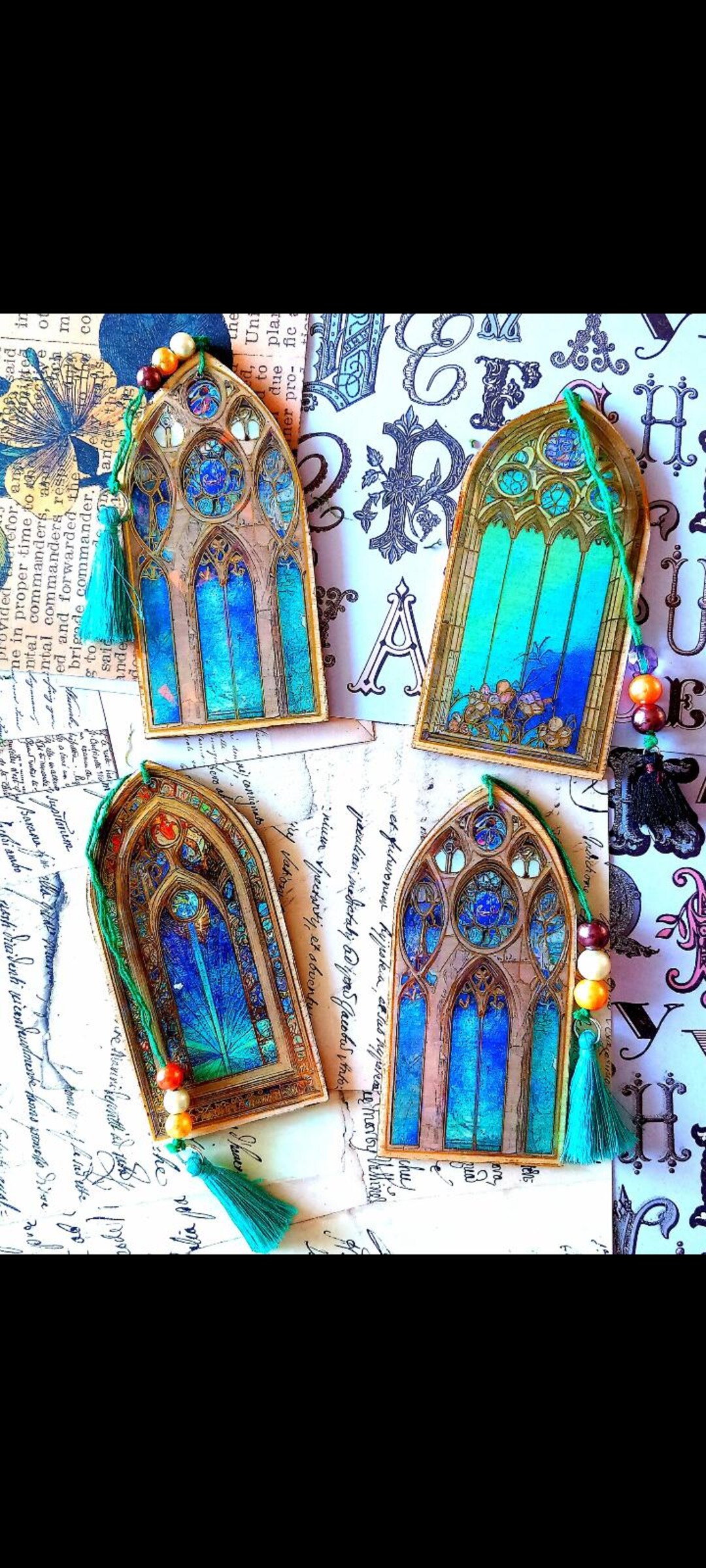 Wood Medieval Bookmark. Handmade. Colorful Medieval Window Bookmark ...