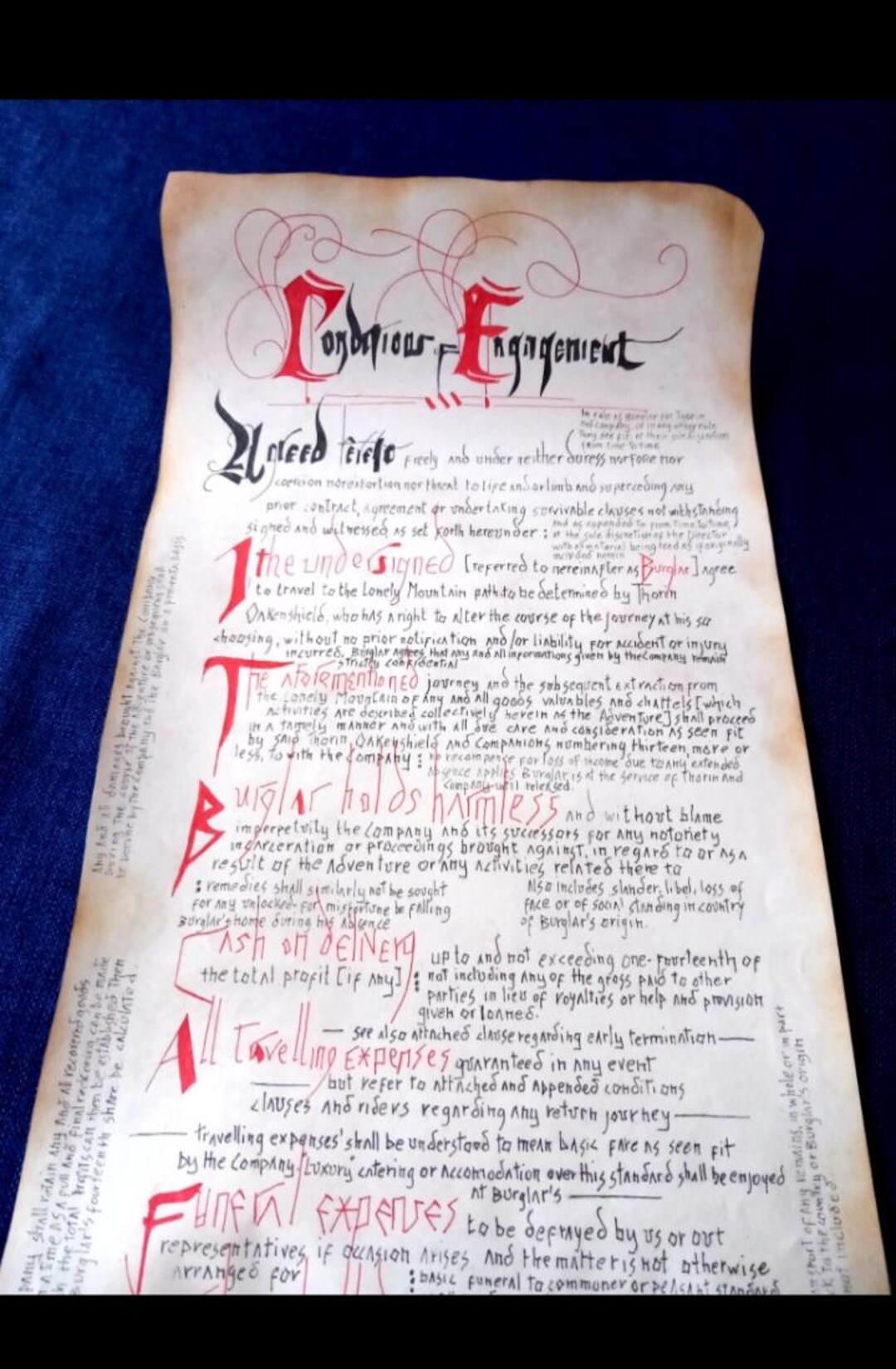 Handmade Bilbo's Contract on Parchment, Ink and Paint - Etsy