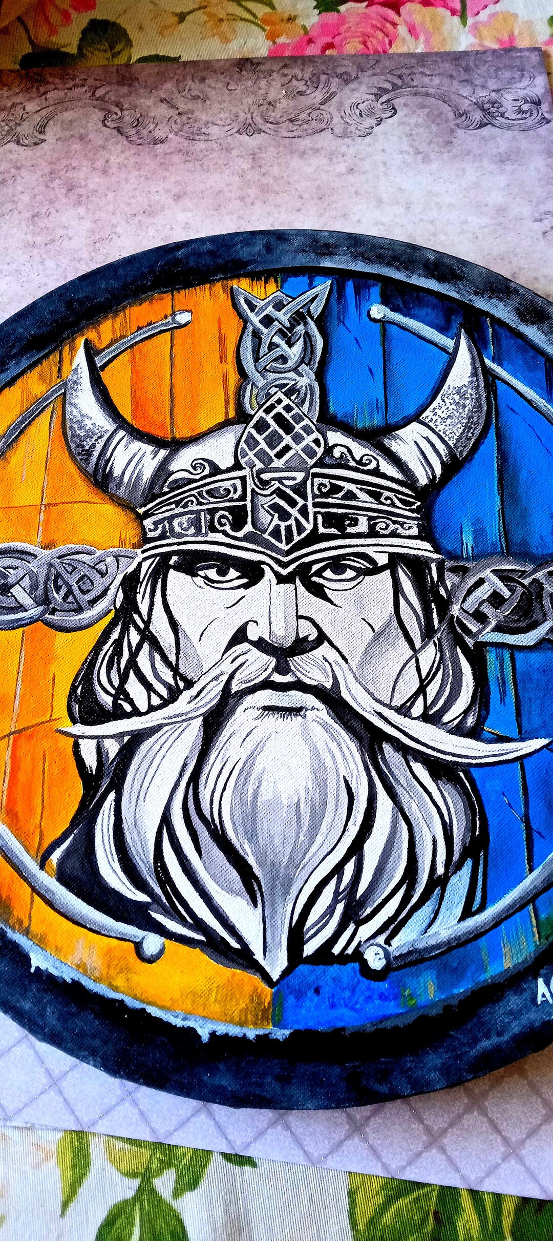 Viking Shield Oil Painting on Canvas: Norse Warrior Art - Etsy