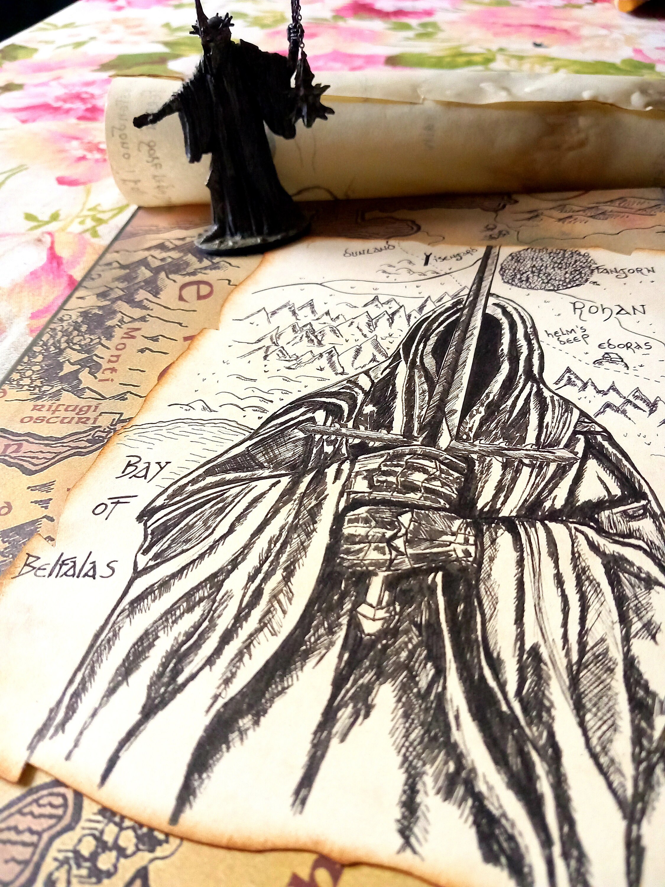 Nazgul Character Old Parchment, Ink, Oil Painting, Golden Foil LOTR ...