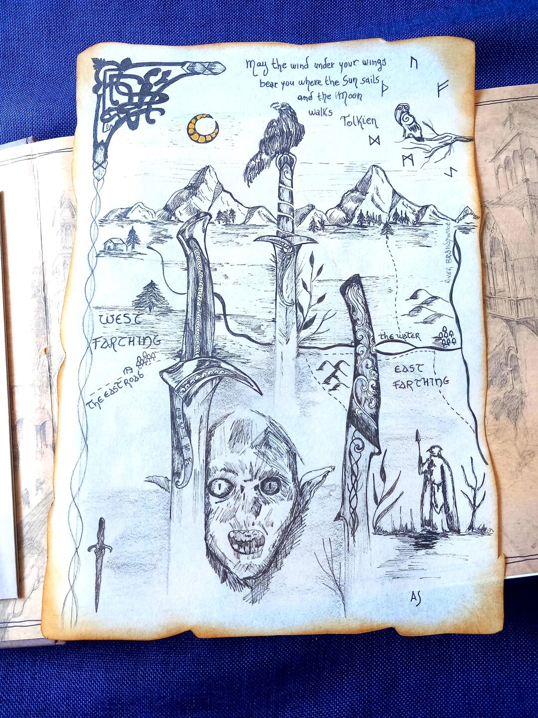 Lord of the Rings Tribute Old Parchment, Handmade Artwork. Fantasy ...