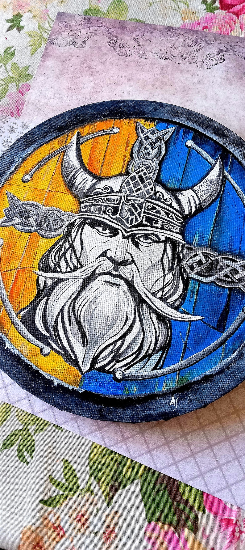 Viking Shield Oil Painting on Canvas: Norse Warrior Art - Etsy
