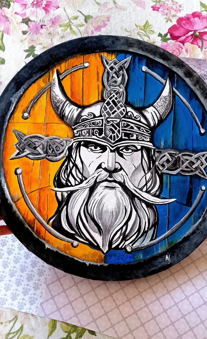 Viking Shield Oil Painting on Canvas: Norse Warrior Art - Etsy