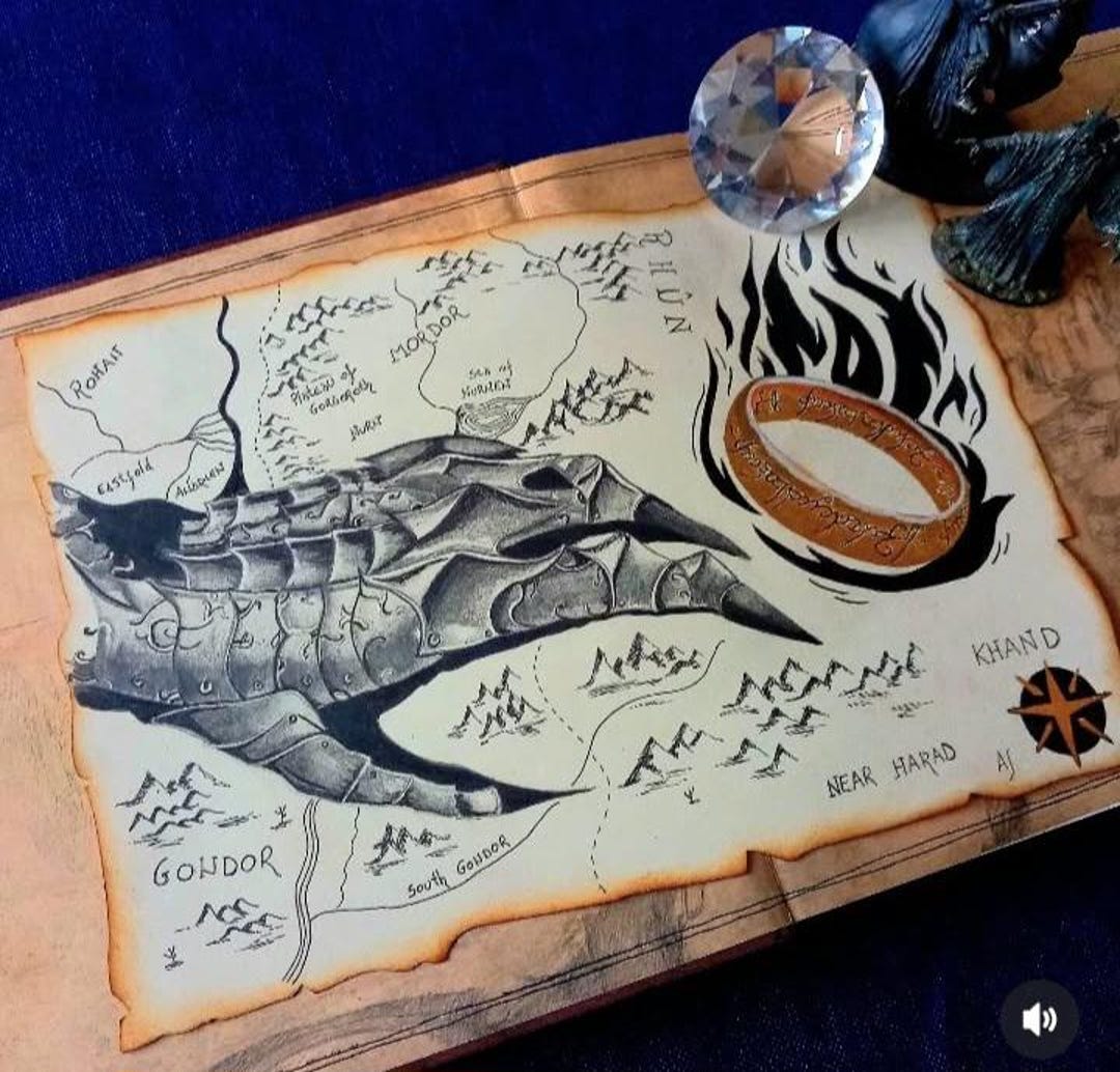 Sauron's Gauntlet Ink Drawing. High Quality Parchment Artwork. Handmade ...