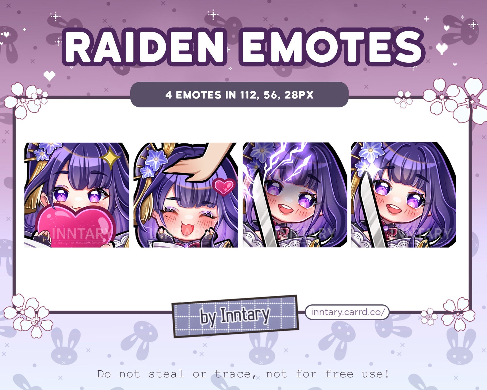 Genshin Impact Raiden Shogun Emote Set for Twitch/discord | Custom ...