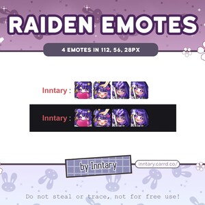 Genshin Impact Raiden Shogun Emote Set for Twitch/discord | Custom ...