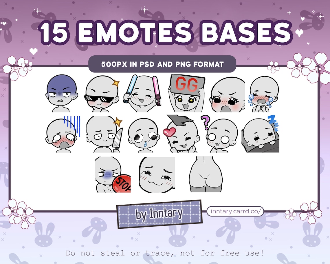 15x DIY Emote Bases for Twitch/discord | Emote Base Pack | Draw Your ...