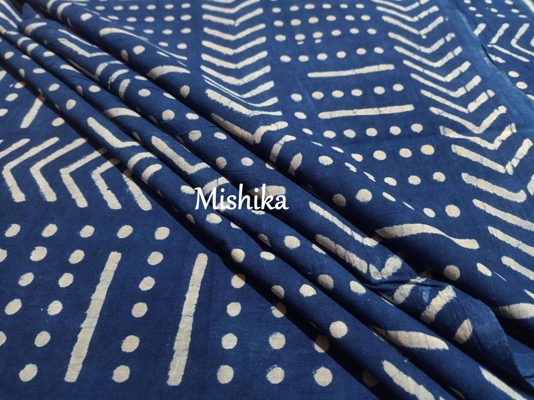 By the Yard Indigo Blue Fabric, Indian Cotton Fabric, Women Clothing ...