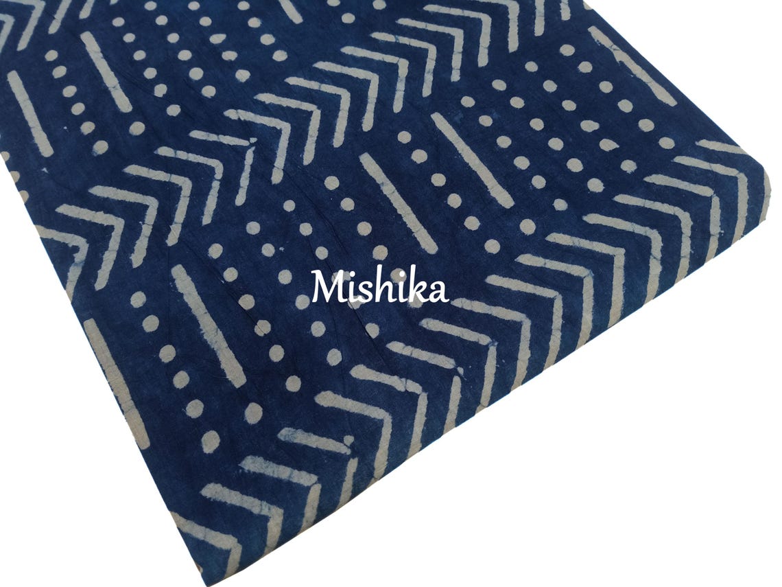 By the Yard Indigo Blue Fabric, Indian Cotton Fabric, Women Clothing ...